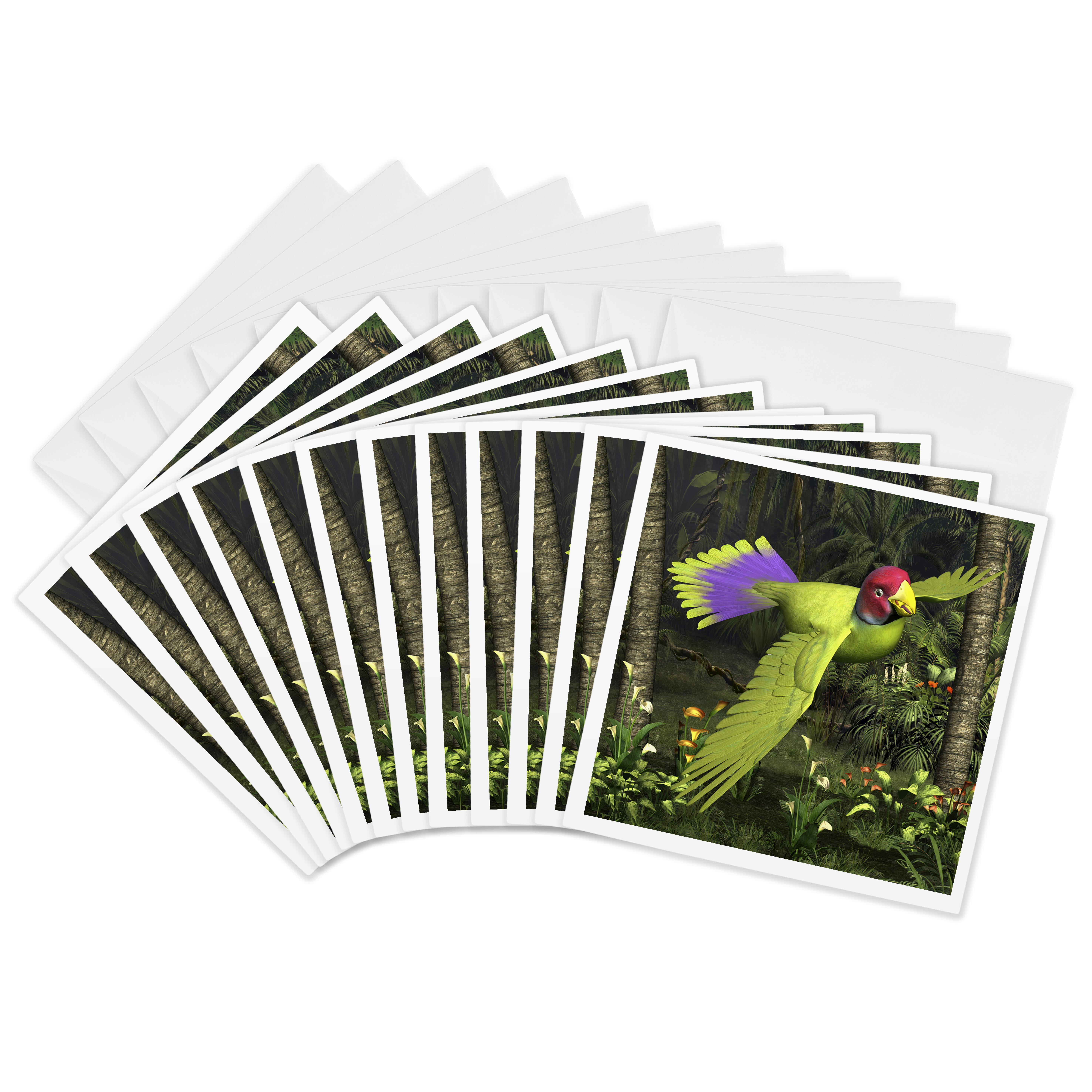 3drose, Plum-headed Parakeet, 12 Greeting Cards with Envelopes ...