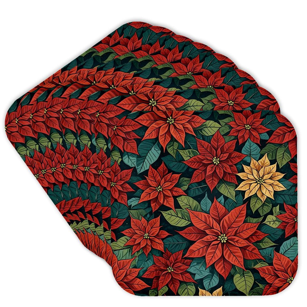 3drose, Poinsettia Retro Style Abstract Art Complementary Colors 3, Set ...