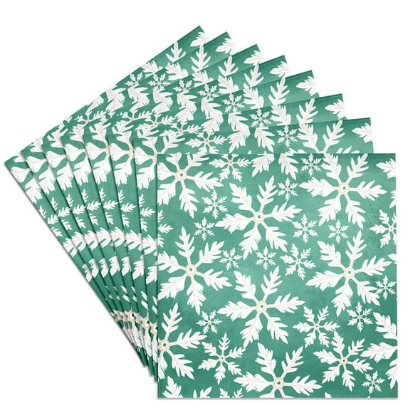 3drose, Pretty Aqua Green and White Image of Watercolor Snowflakes, Set ...