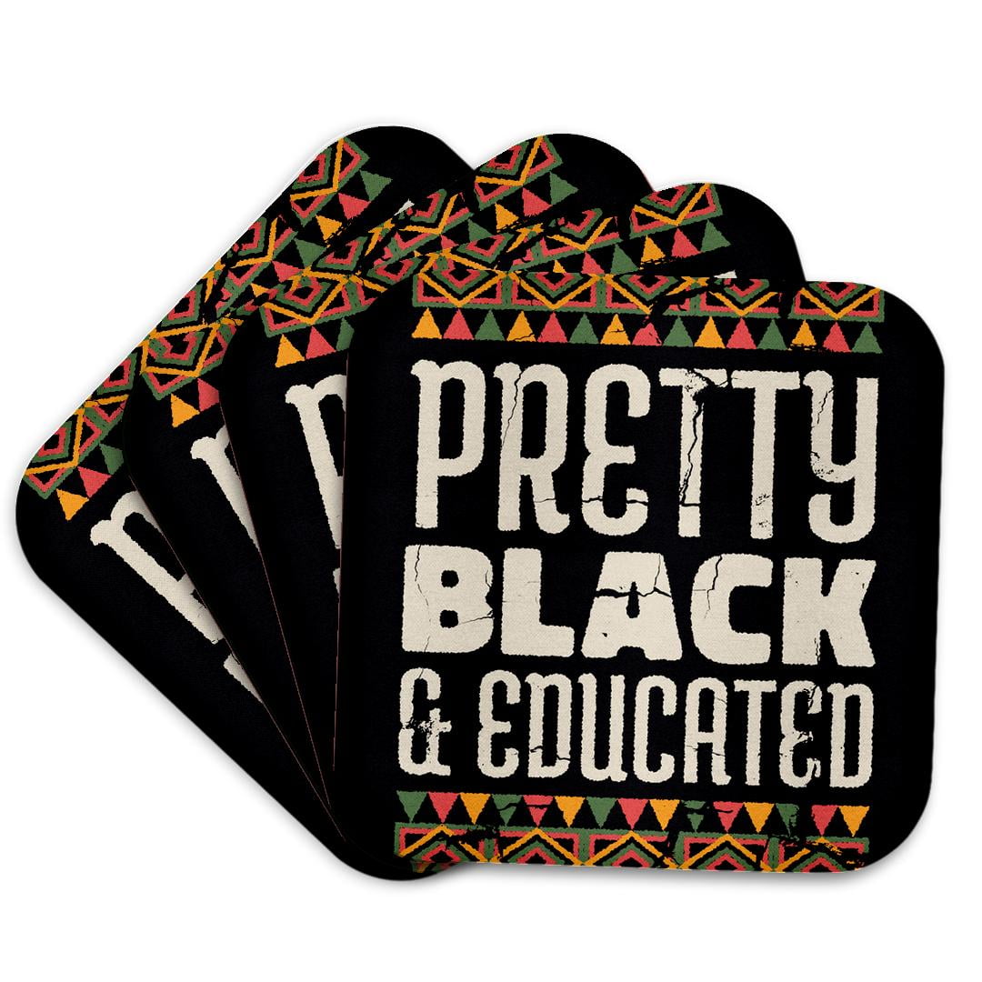 3drose, Pretty Black and Educated, Set of 4 Coasters - Soft - Walmart.com
