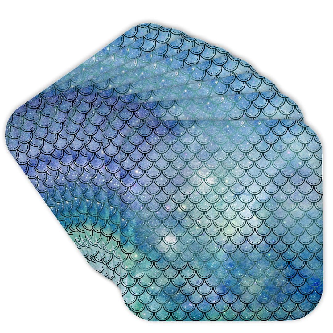 3drose, Pretty Blue Gradient Image of Watercolor Mermaid Scallops ...