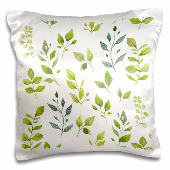 3drose, Pretty Blue and Green Image of Watercolor Leaf Pattern, 16x16 ...