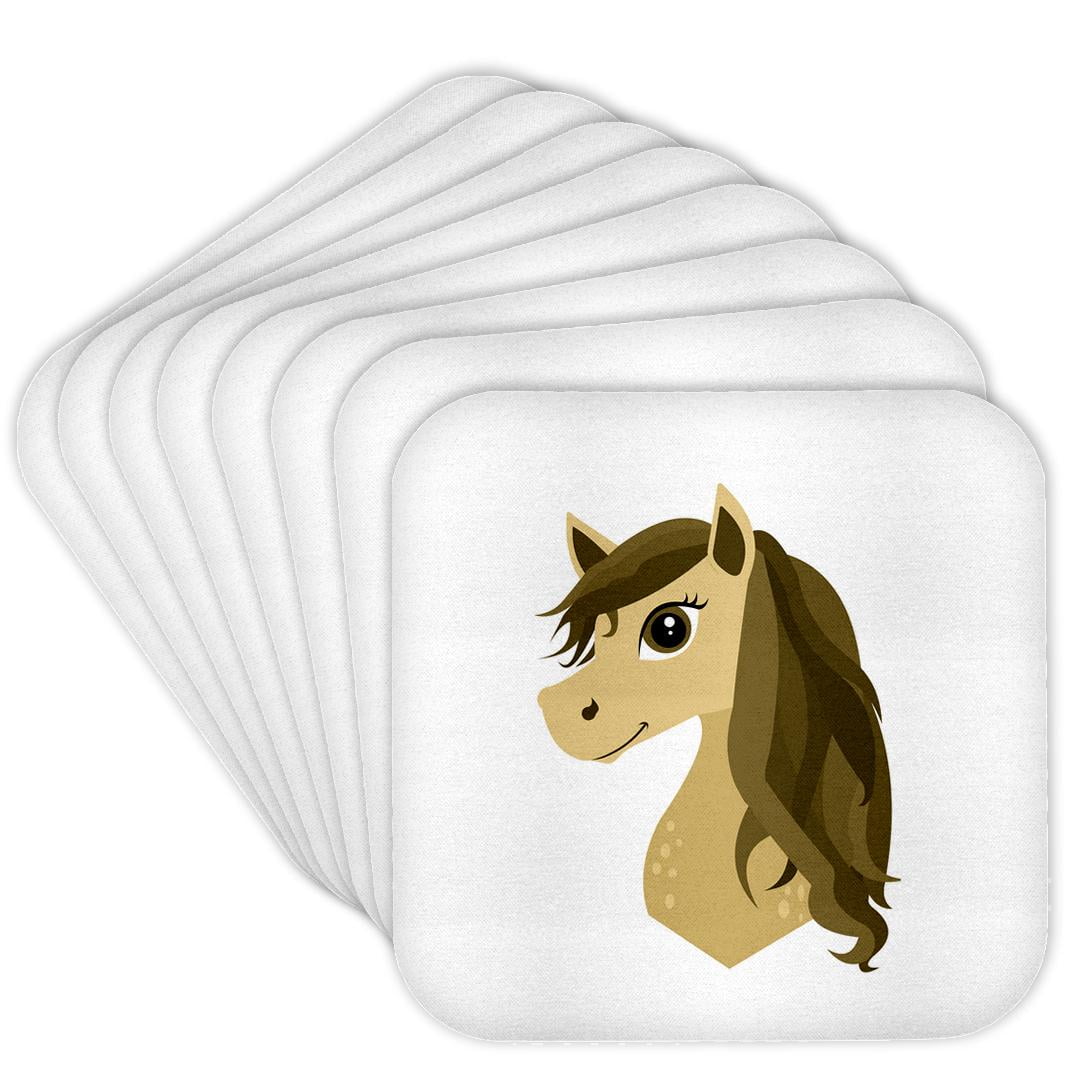 3drose, Pretty Brown Horse Bust Pony Art, Set of 8 Coasters - Soft ...