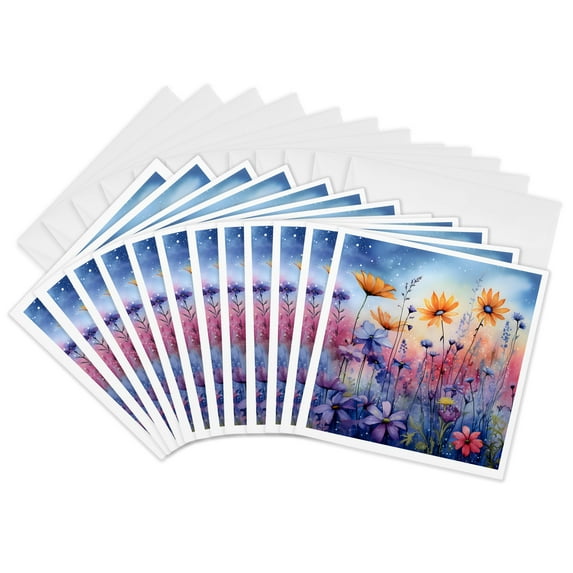3drose, Pretty Firefly Floral Background, 12 Greeting Cards with ...