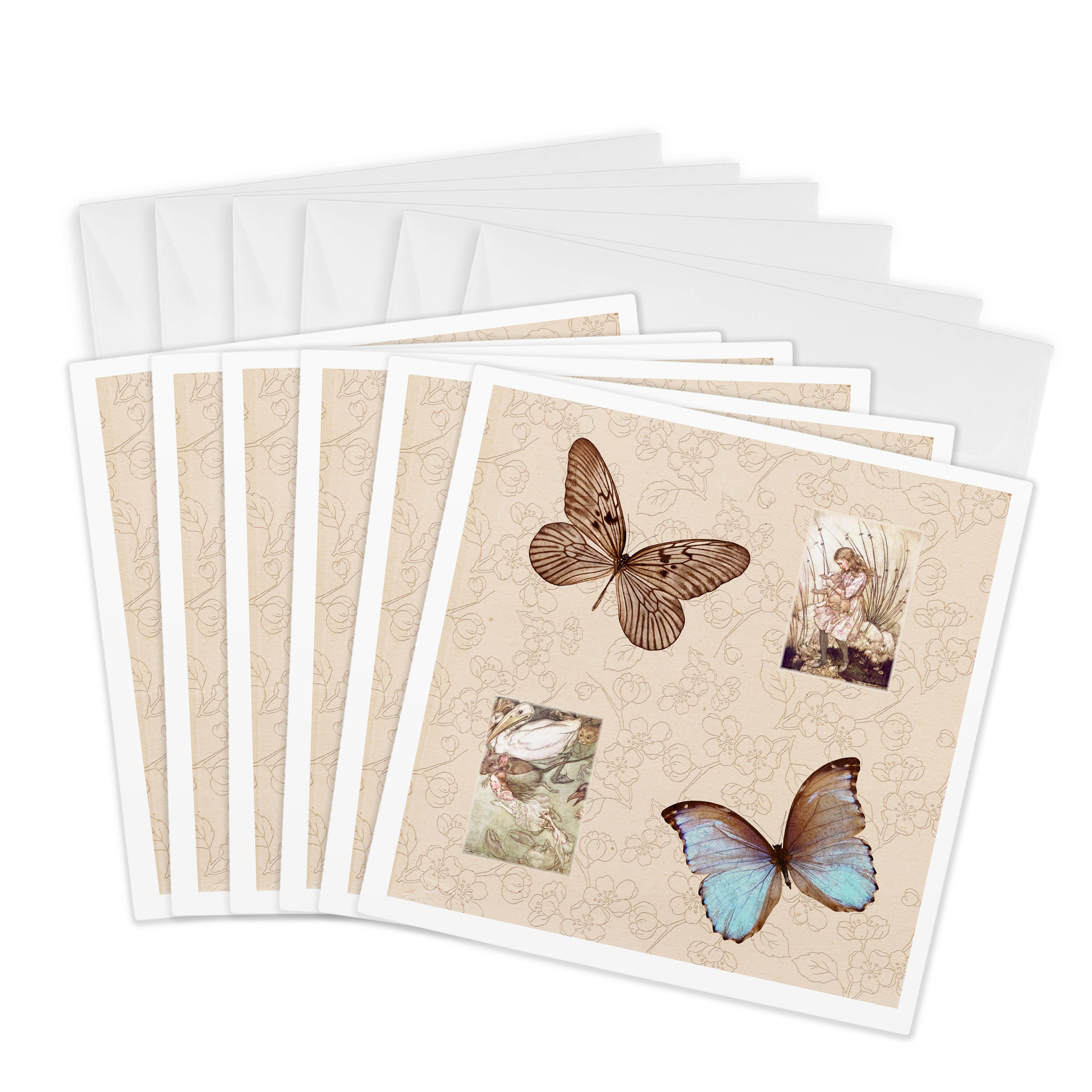3drose, Pretty Floral Alice in Wonderland Art, 6 Greeting Cards with ...