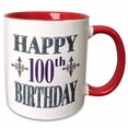 3drose, Pretty Green and Purple Ornamental Happy 100th Birthday, 11oz ...