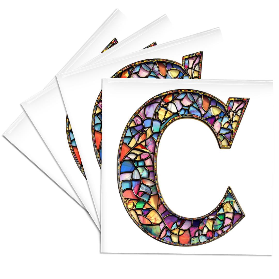 3drose, Pretty Image of Stained Glass Monogram Letter C, Set of 4 ...