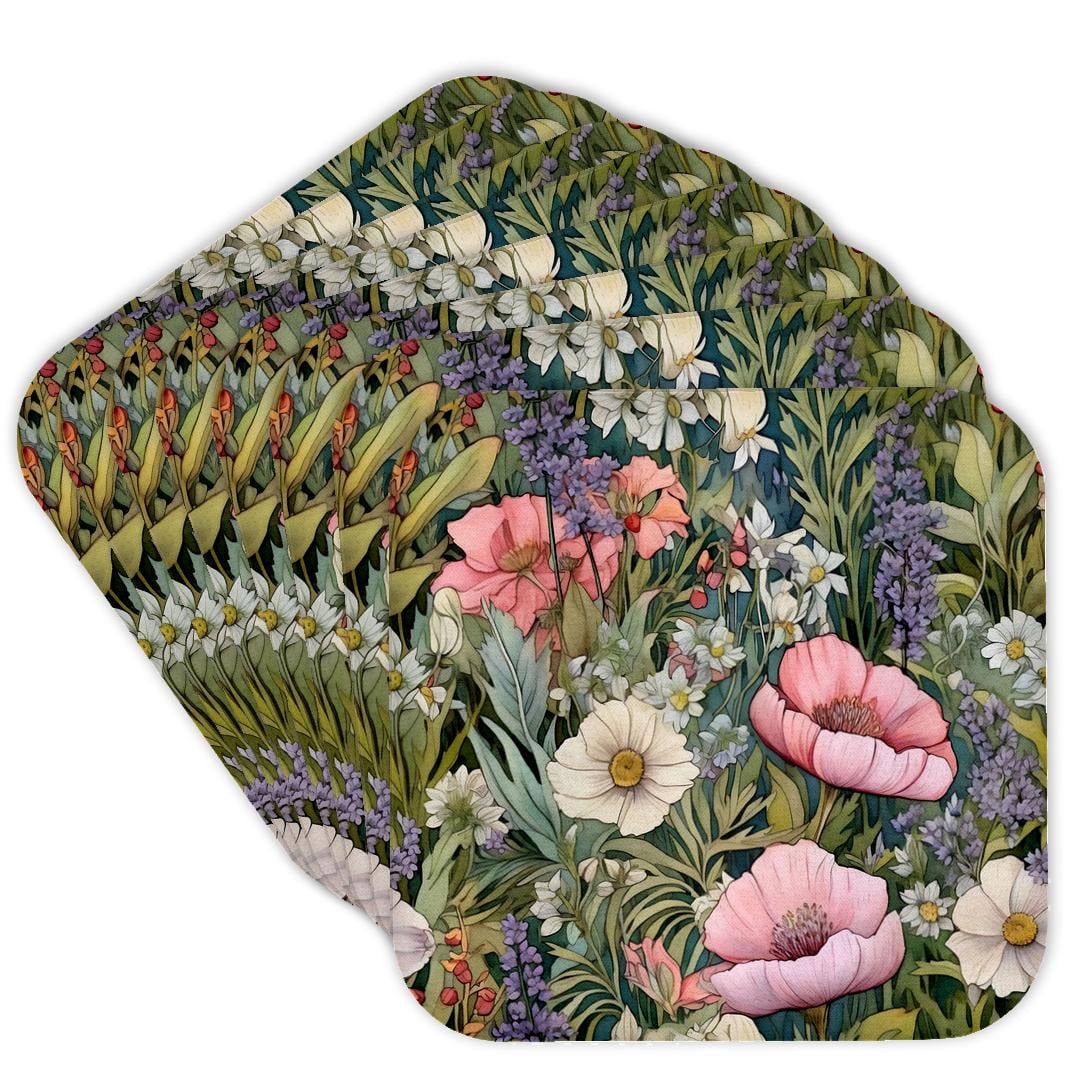 3drose, Pretty Image of Watercolor Pastel Meadow of Flower Pattern, Set ...