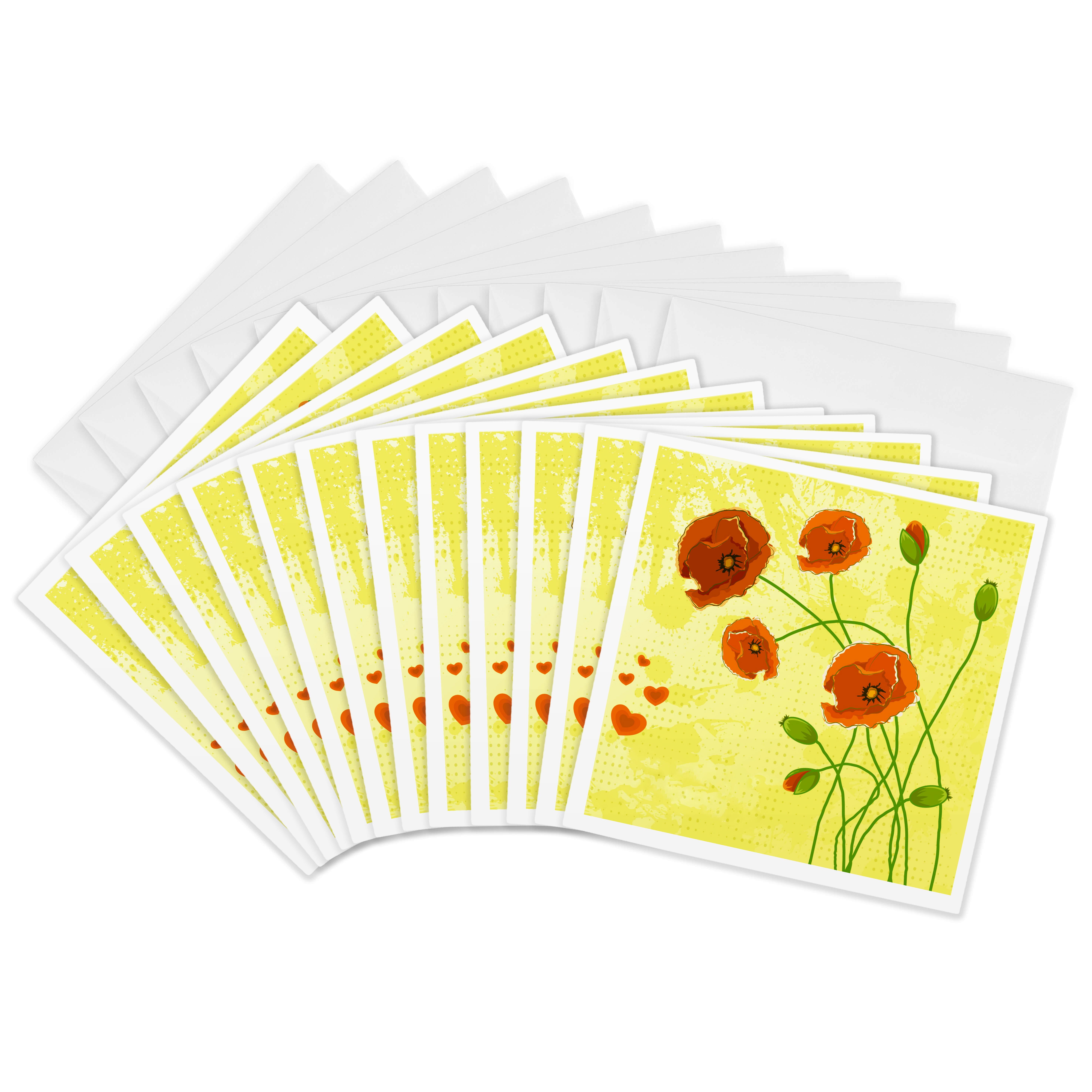 3drose, Pretty Orange Poppy Flowers on a Yellow Polka Dot Background ...