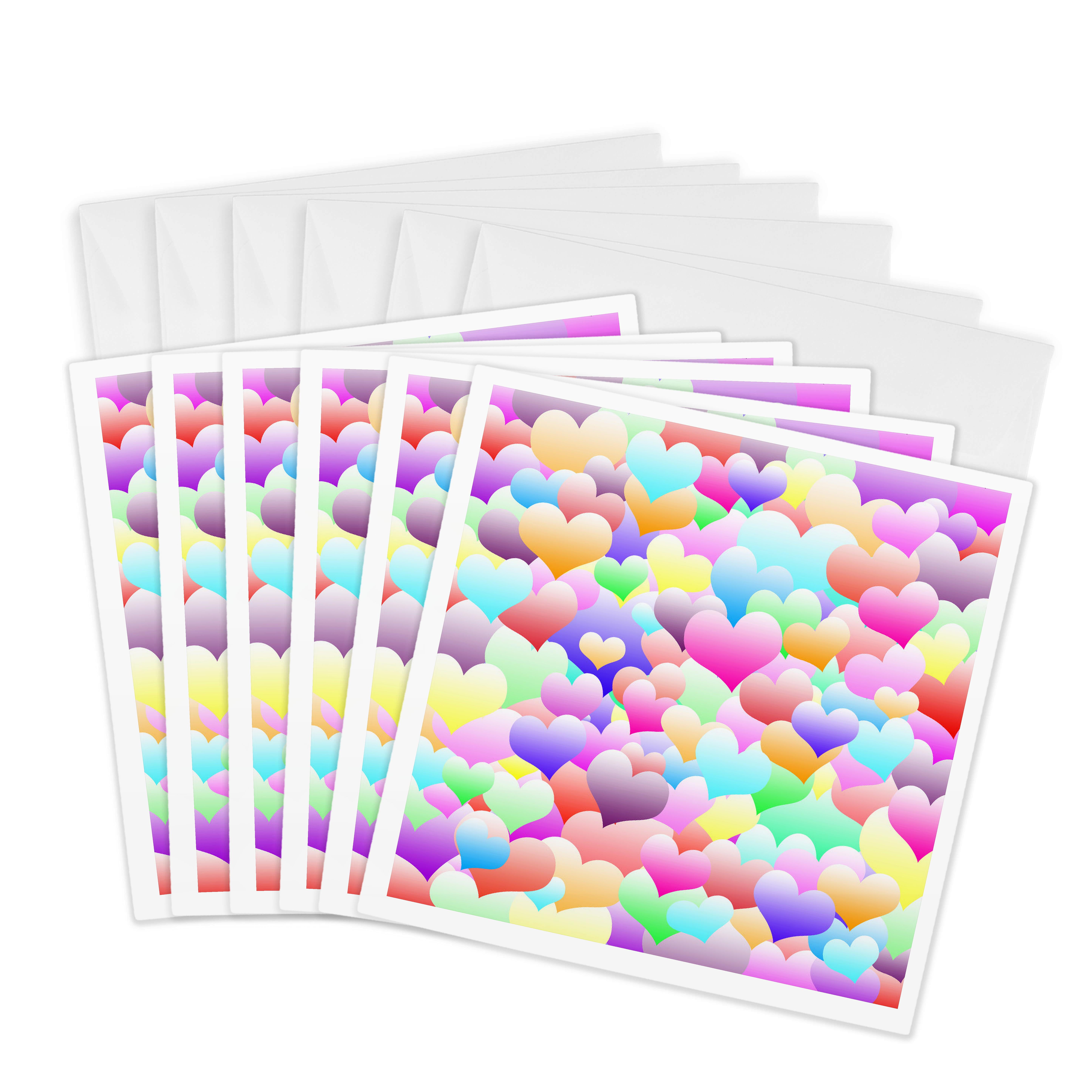 3drose, Pretty Pastel Bubble Heart Design, 6 Greeting Cards with ...