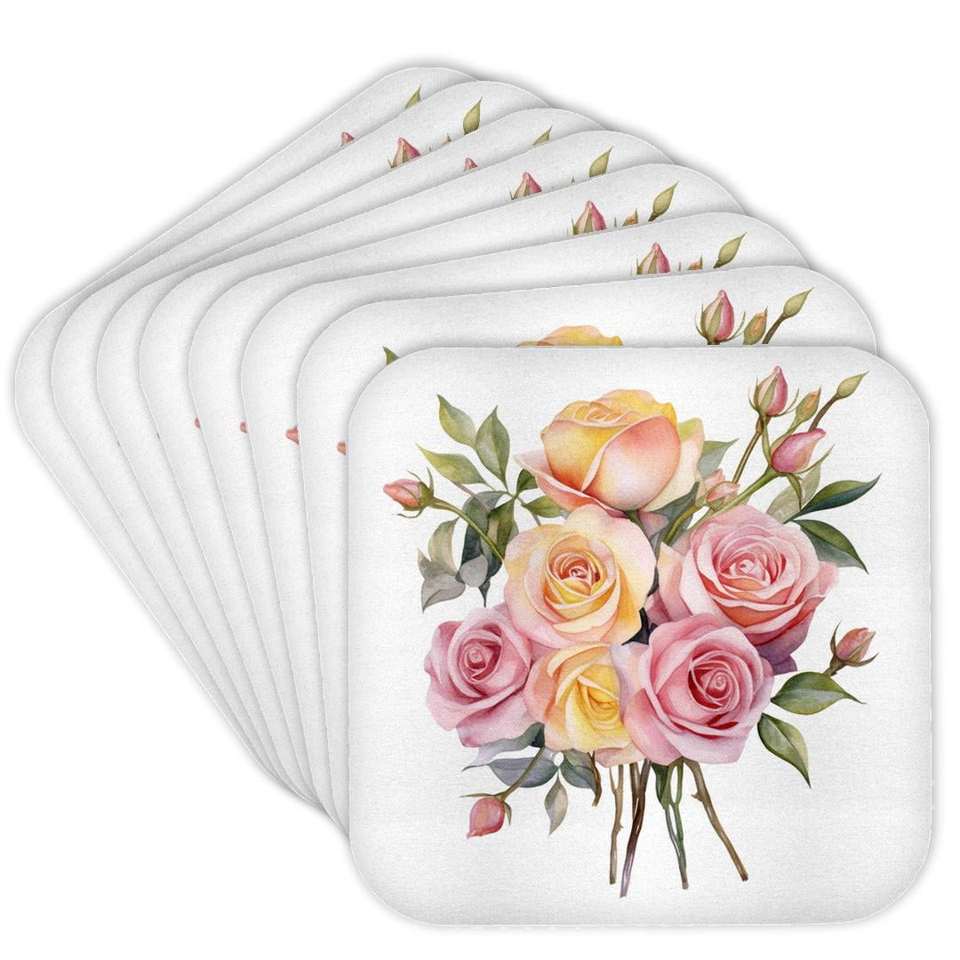 3drose, Pretty Pastel Roses Illustration, Set of 8 Coasters - Cork ...