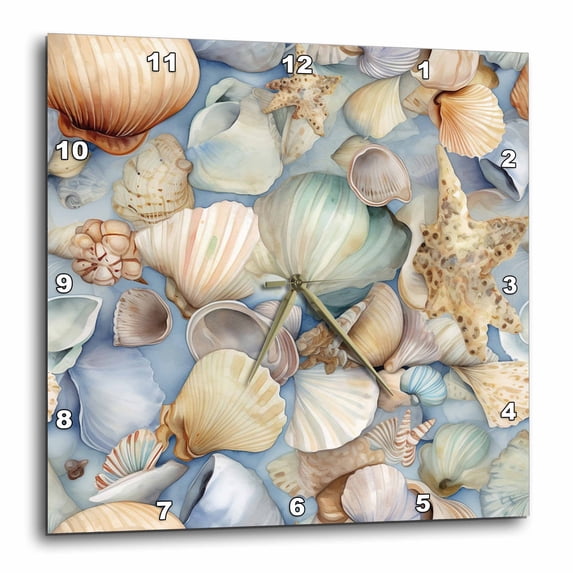3drose, Pretty Pastel Seashell Background, 10x10 Wall Clock - Walmart.com