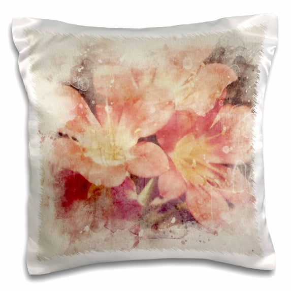 3drose, Pretty Peach Color Image of Watercolor Flowers, 16x16 inch ...