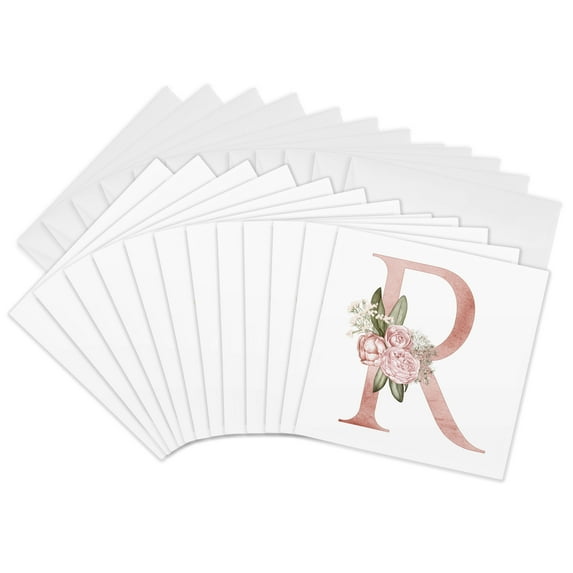 3drose, Pretty Pink Floral and Babies Breath Monogram Initial R, 12 ...