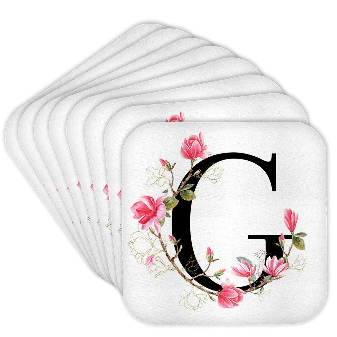 3drose, Pretty Pink Magnolia Flower Monogram Initial G, Set of 8 ...