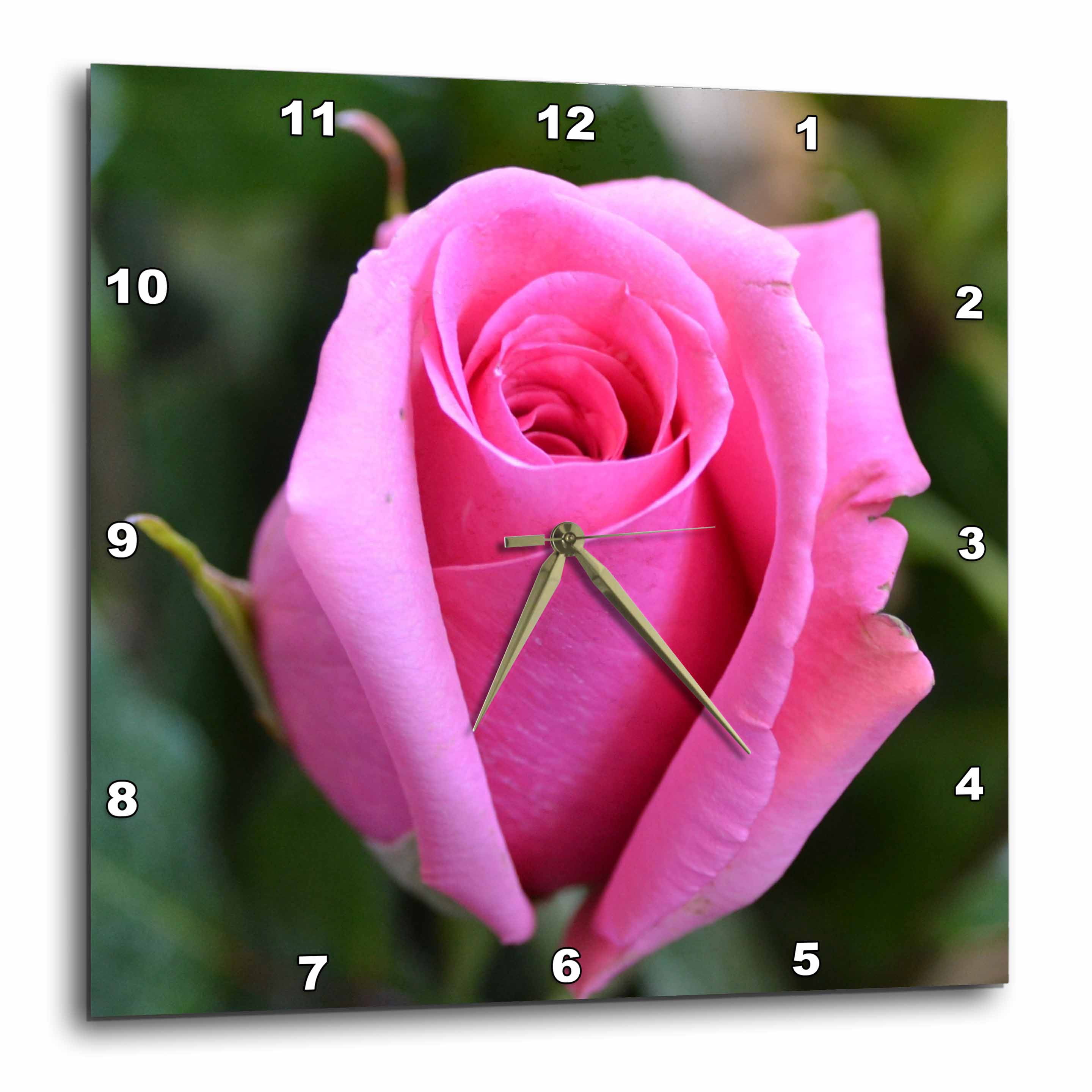 3drose, Pretty Pink Rose Floral, 15x15 Wall Clock - Walmart.com