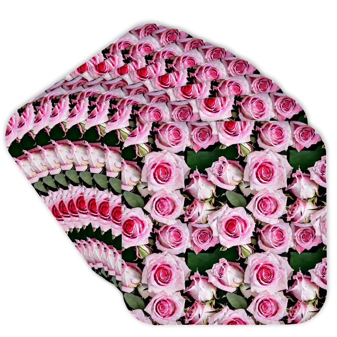 3drose, Pretty Pink Rose Pattern, Set of 8 Coasters - Cork - Walmart.com