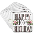 3drose, Pretty Pink Roses Happy 100th Birthday, Set of 8 Coasters ...