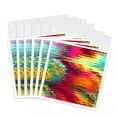 3drose, Pretty Pink, Yellow, Turquoise Liquid Metal Waves, 6 Greeting ...