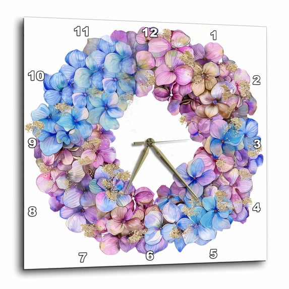 3drose, Pretty Pink and Blue Hydrangea Wreath Illustration, 10x10 Wall ...