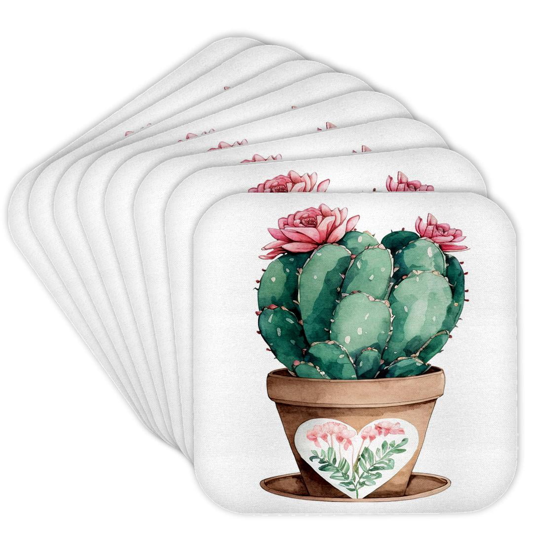 3drose, Pretty Pottted Pink Flowering Cactus Illustration, Set of 8 ...
