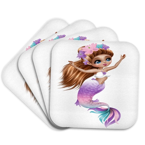 3drose, Pretty Purple, Aqua, and Pink Mermaid with Flowers Illustration ...