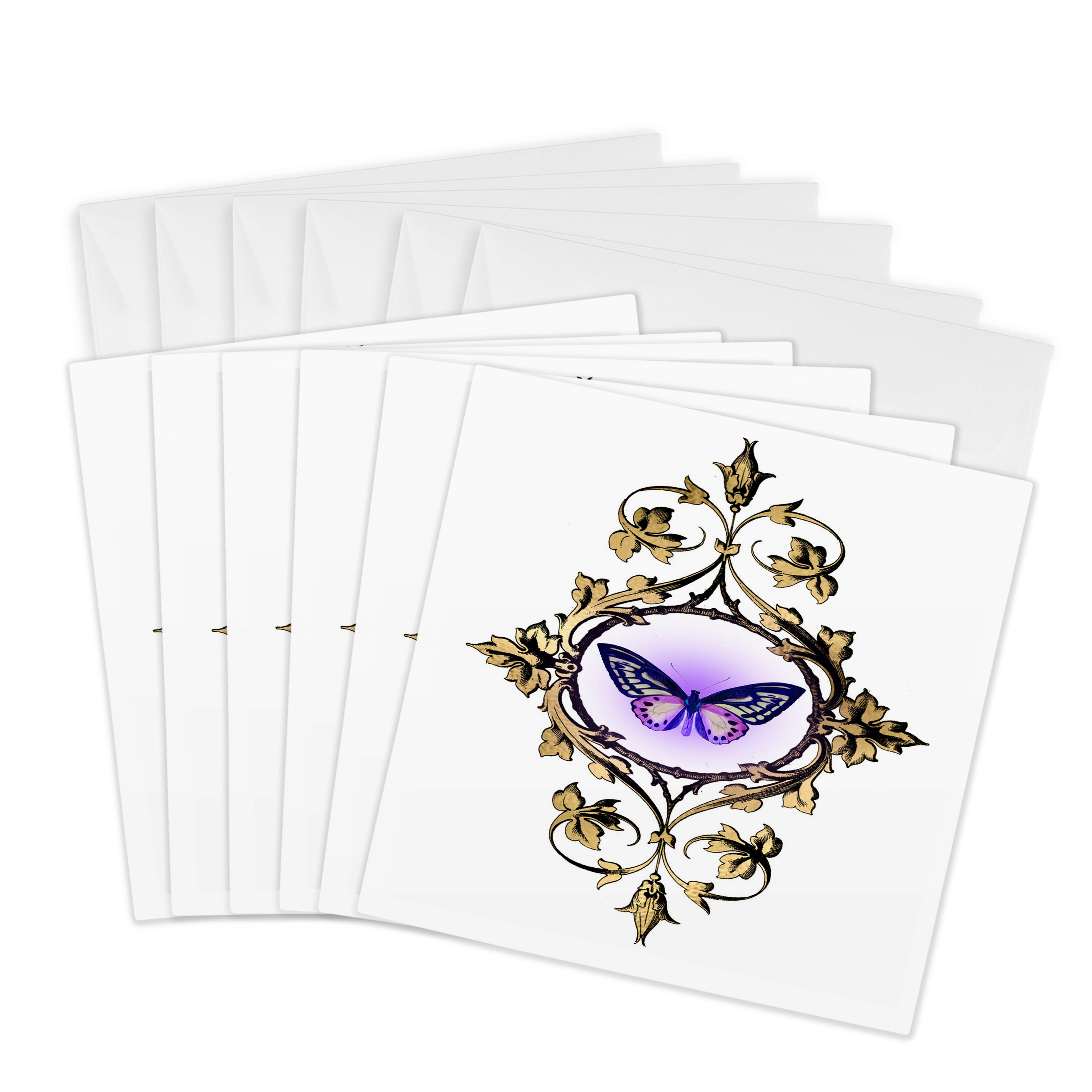 3drose, Pretty Purple Butterfly in an Ornamental Image of Gold Frame, 6 ...