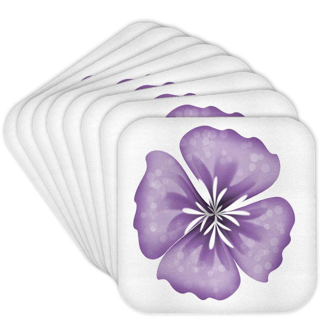 3drose, Pretty Purple Flower Illustration, Set of 8 Coasters - Cork ...