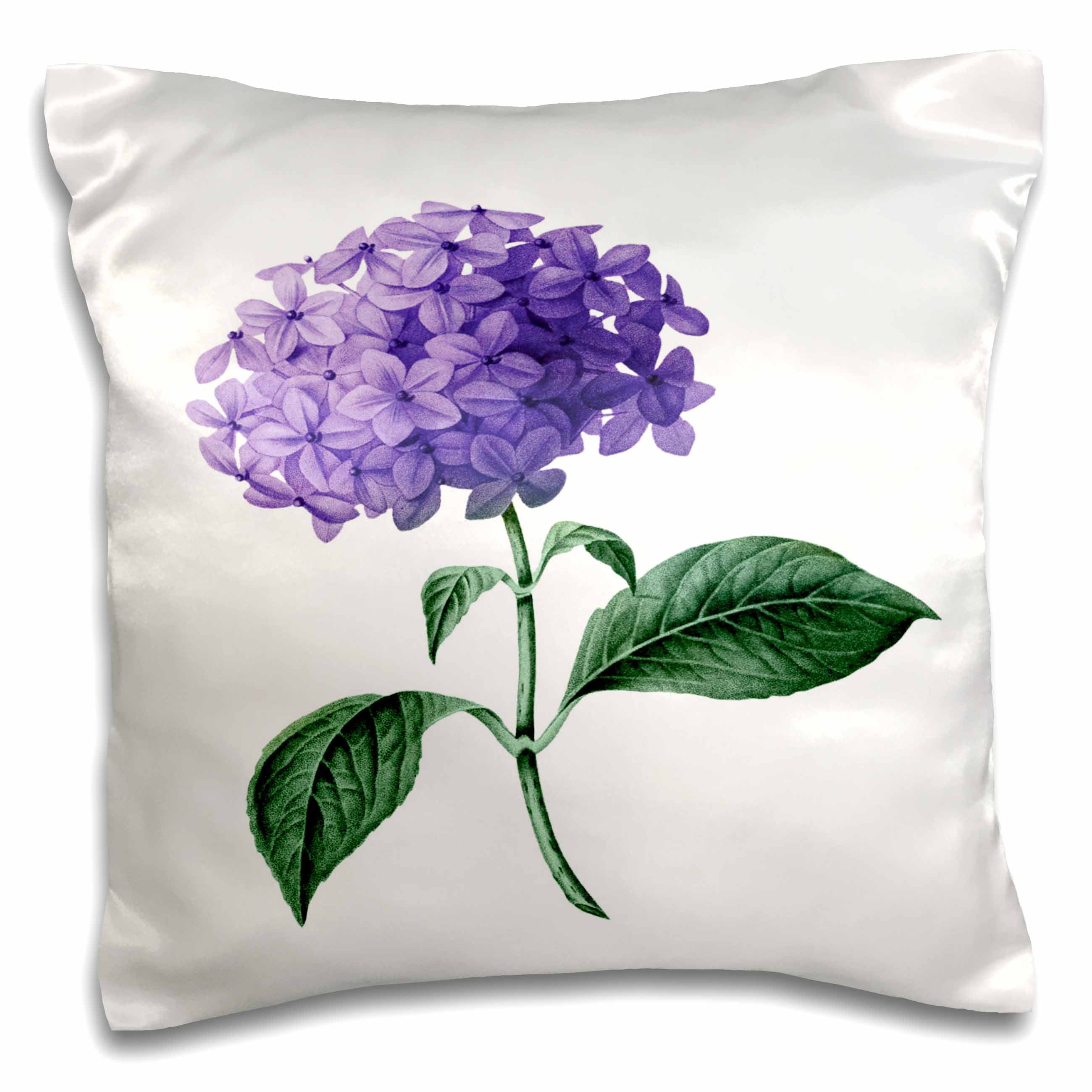 3drose, Pretty Purple Hydrangea Floral Illustration, 16x16 inch Pillow ...