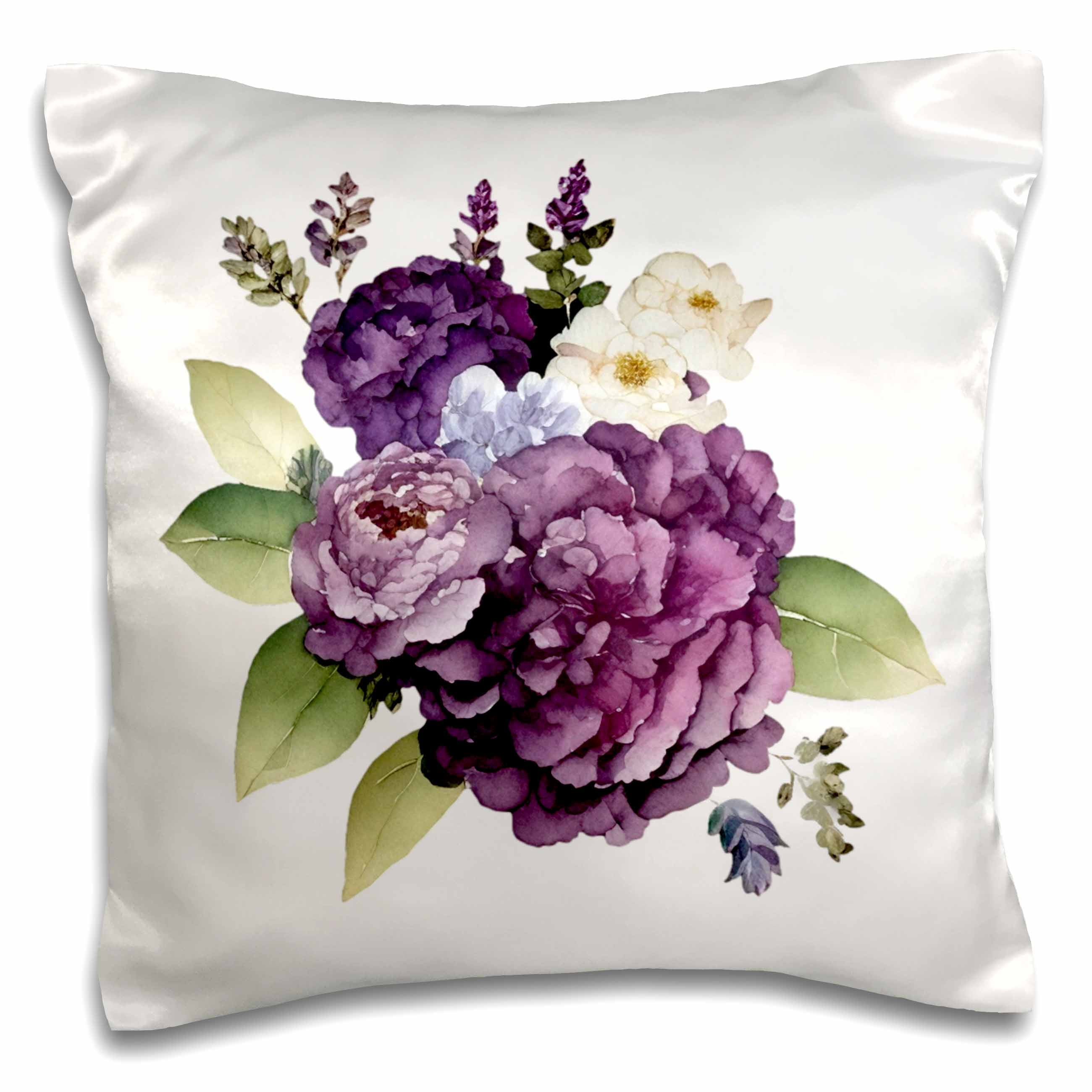 3drose, Pretty Purple Image of Watercolor Flowers Illustration, 16x16 ...