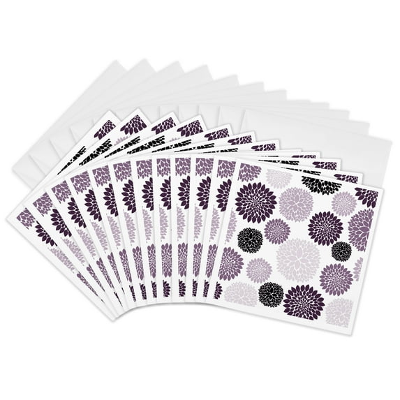3drose, Pretty Purple Mum Flower Pattern, 12 Greeting Cards with ...