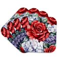 3drose, Pretty Red Roses and Lavender Flower Pattern, Set of 4 Coasters ...