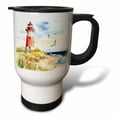 3drose, Pretty Red and White Lighthouse Beach Scene, 14oz Stainless ...