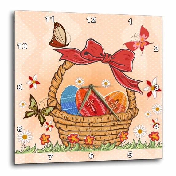3drose, Pretty Spring Ornate Easter Egg Basket with Butterfly and ...