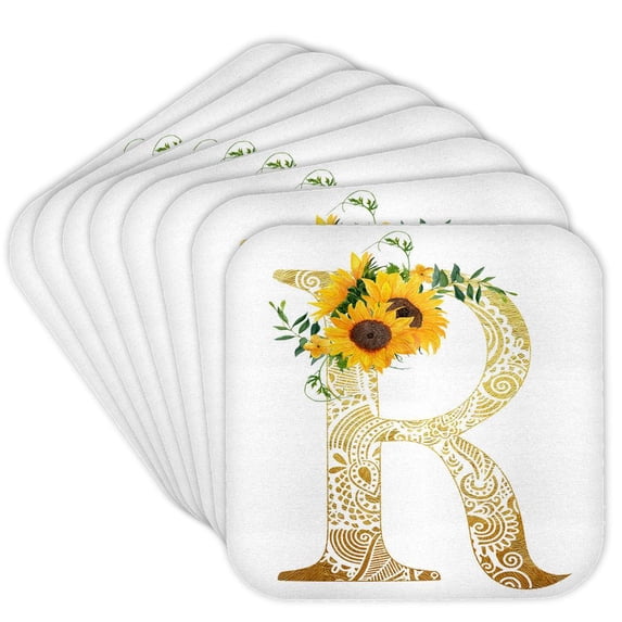 3drose, Pretty Sunflowers Image of Gold Ornamental Monogram Initial R ...