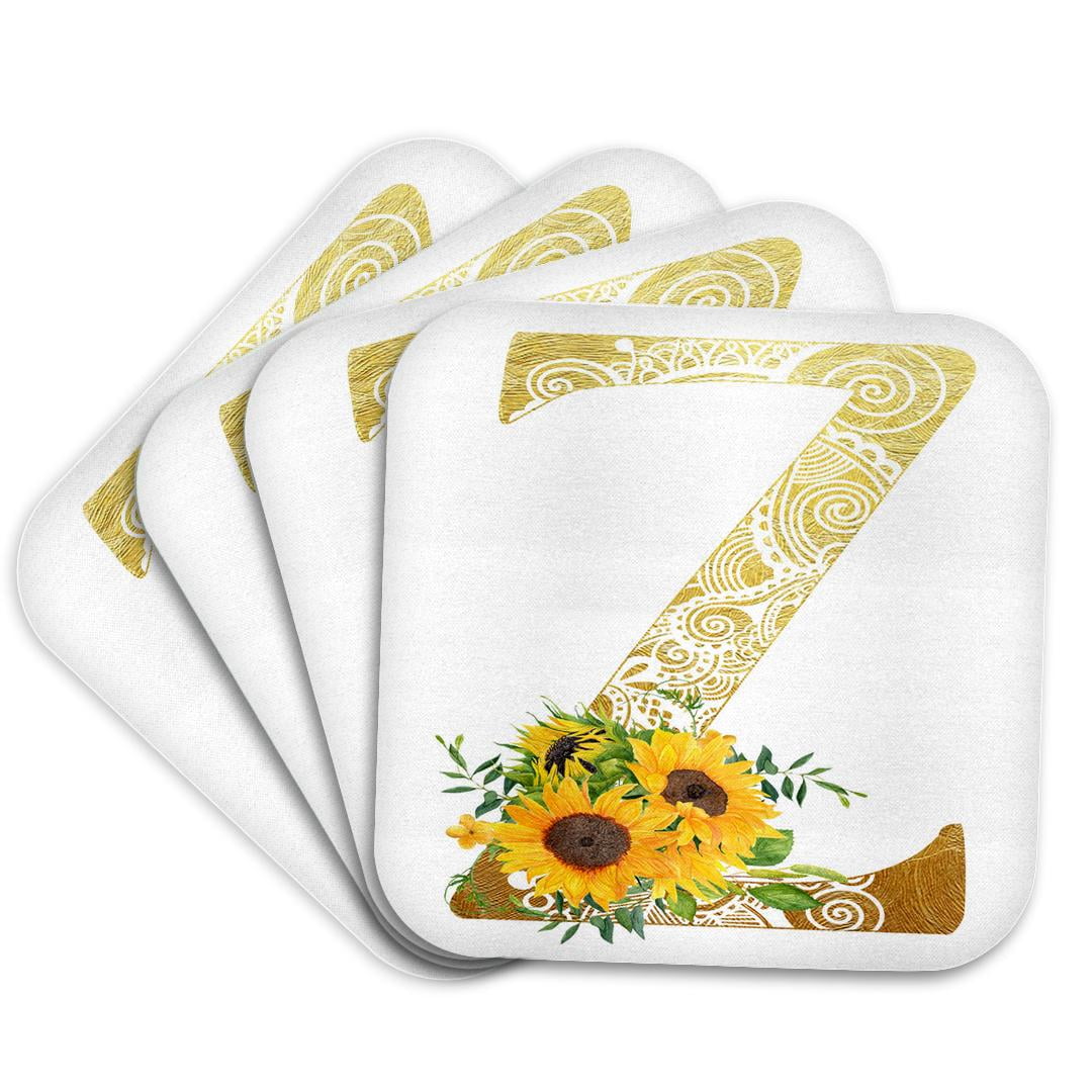 3drose, Pretty Sunflowers Image of Gold Ornamental Monogram Initial Z ...