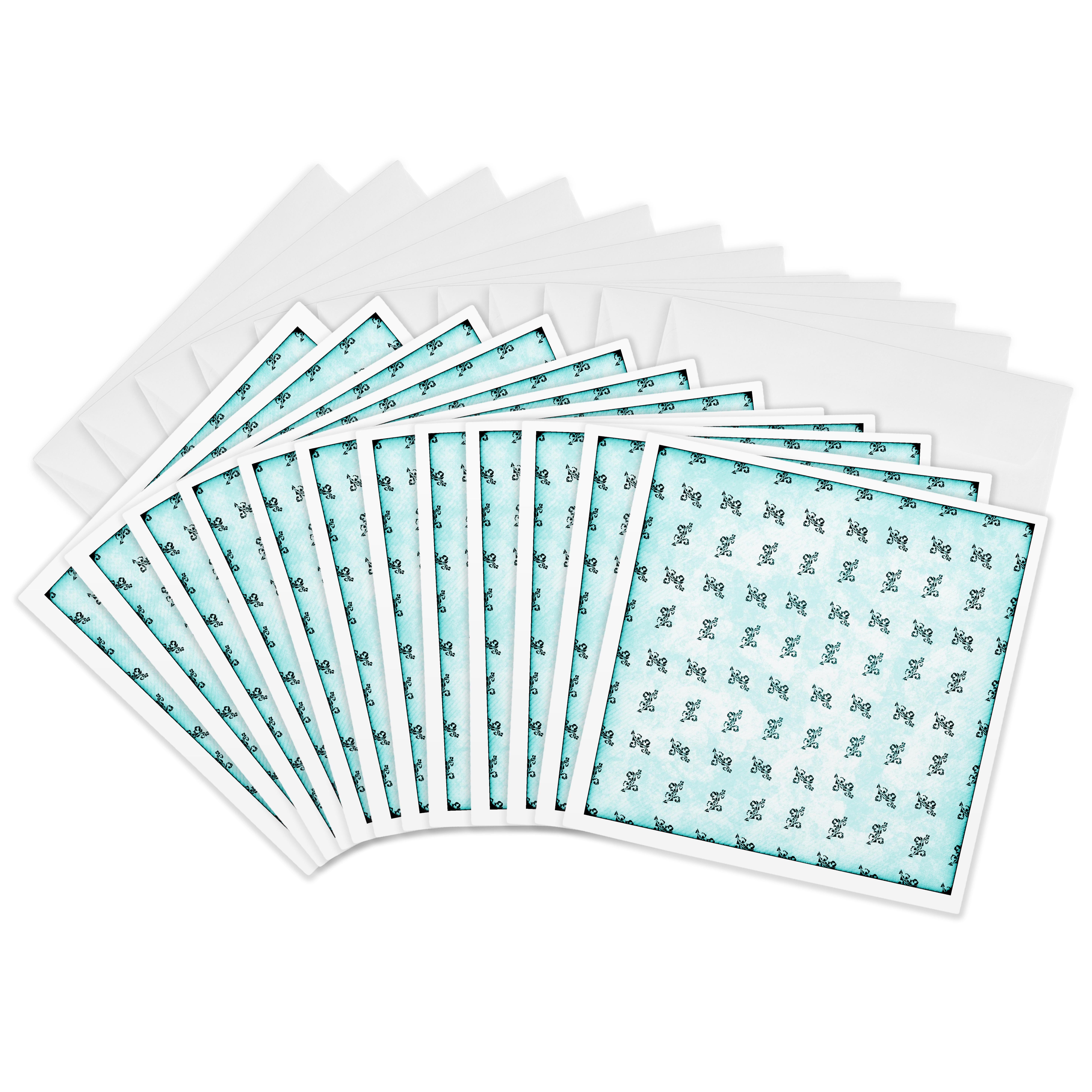 3drose, Pretty Tiny Aqua Flourishes on an Aqua Watercolor Background ...