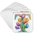 3drose, Pretty Tulip Flower Monogram T, Set of 8 Coasters - Cork ...