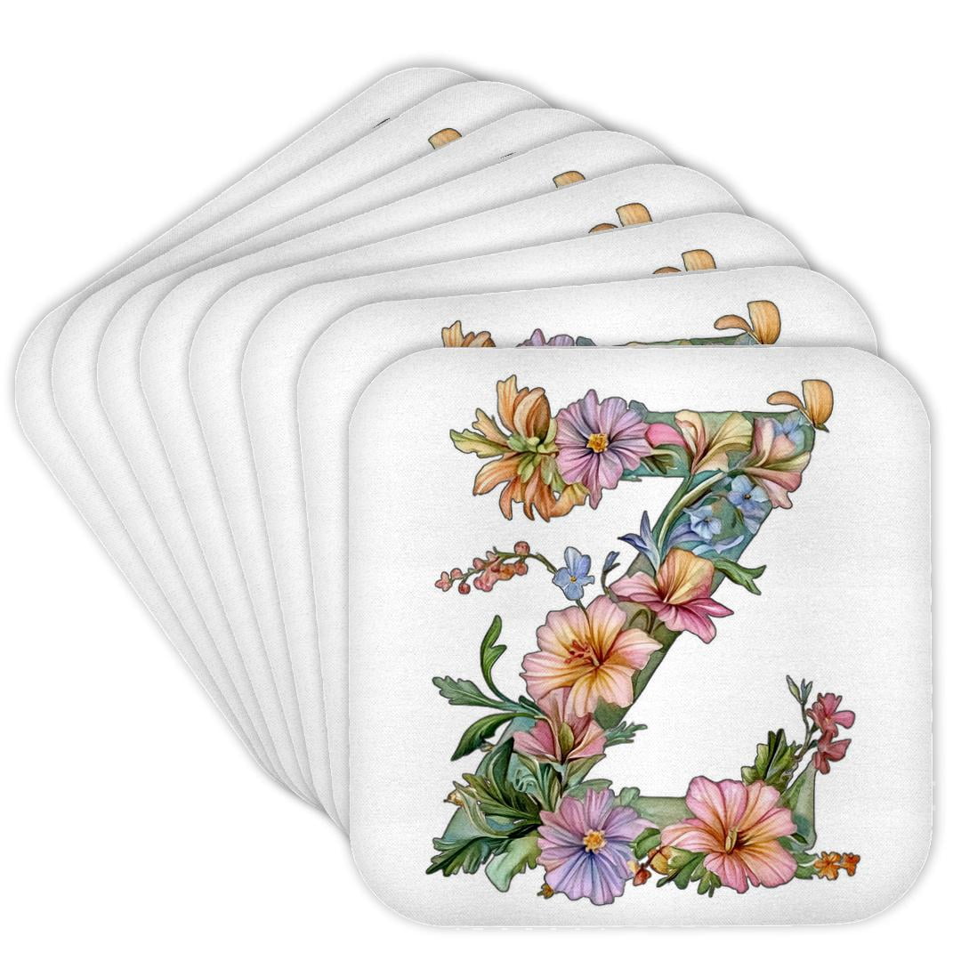 3drose, Pretty Watercolor Floral Monogram Letter Z, Set of 8 Coasters ...