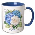 3drose, Pretty White Rose and Blue Hydrangea Floral, 15oz Two-tone Blue ...