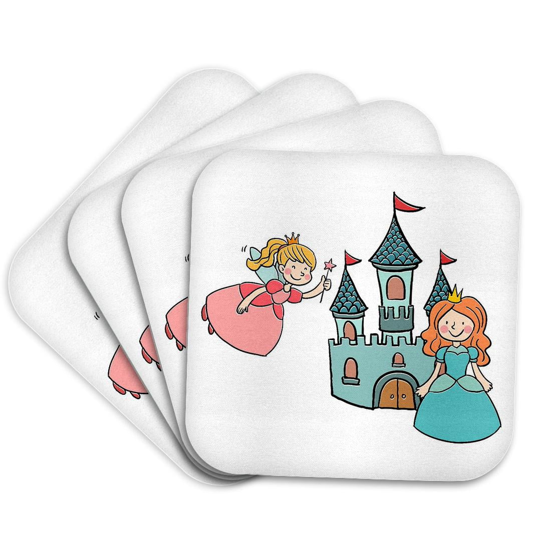 3drose, Princess Fairy Godmother and Castle, Set of 4 Coasters - Cork ...