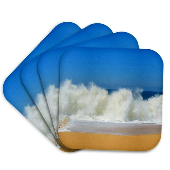 3drose, Print of Beautiful Windy Waves on Beach, Set of 4 Coasters ...