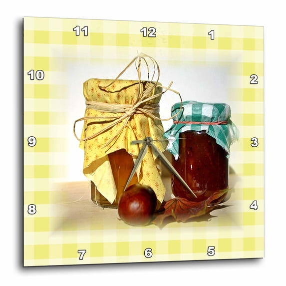 3drose, Print of Country Mason Jam Jar on Yellow Checks, 10x10 Wall ...