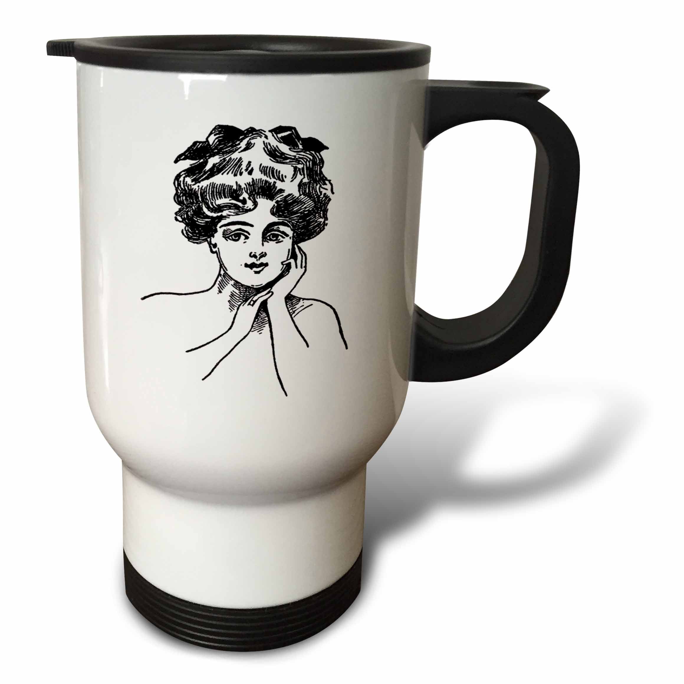 3drose, Print of Pretty Gibson Girl in Black and White, 14oz Stainless ...