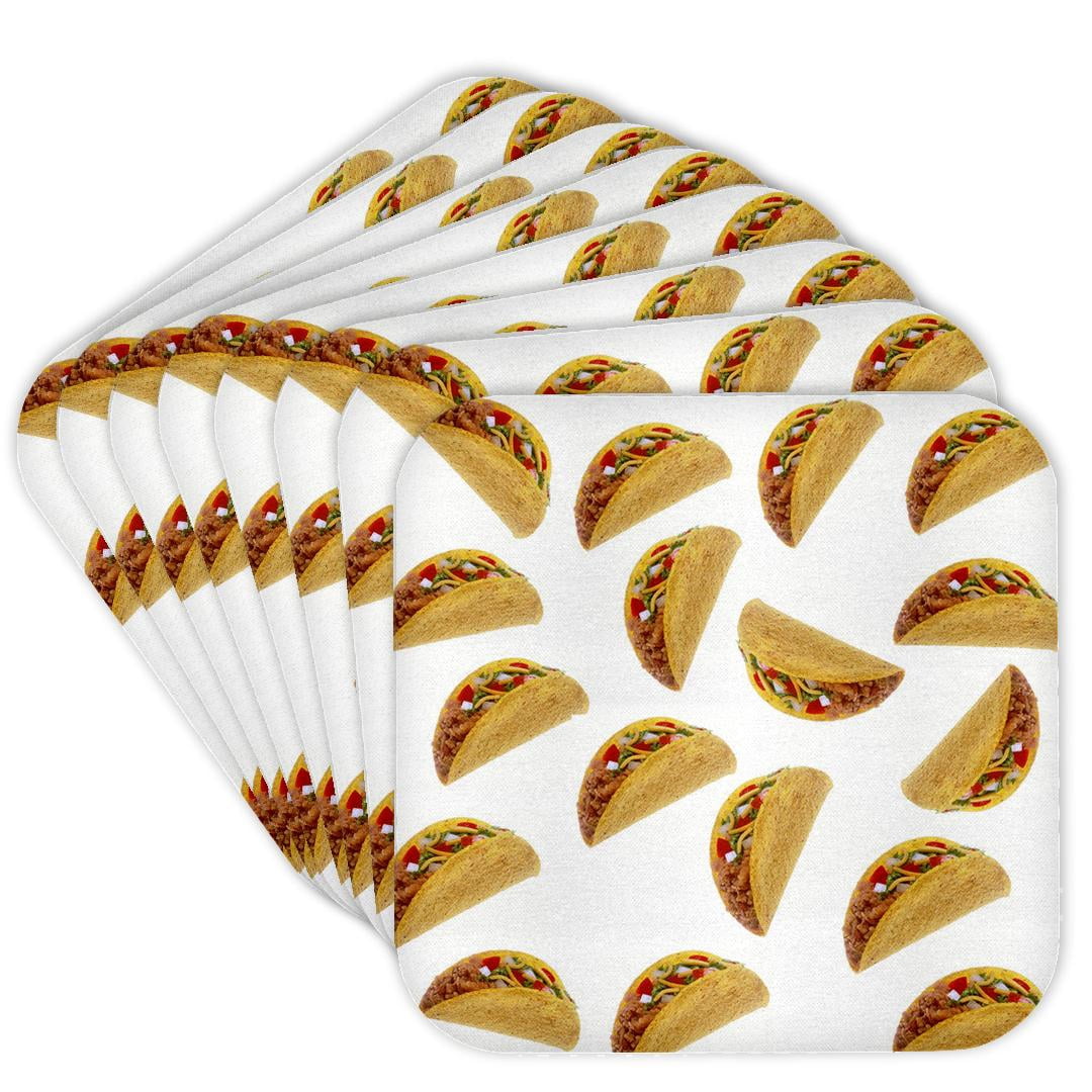 3drose, Print of Tacos Toss Repeat Pattern, Set of 8 Coasters - Cork ...