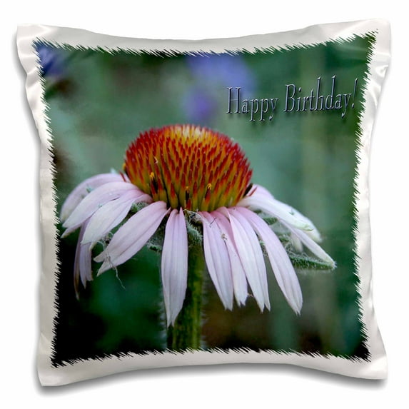 3drose, Purple Cone Flower, Happy Birthday, 16x16 inch Pillow Case ...