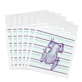 3drose, Purple Green Frog Design on Stripes, 6 Greeting Cards with ...