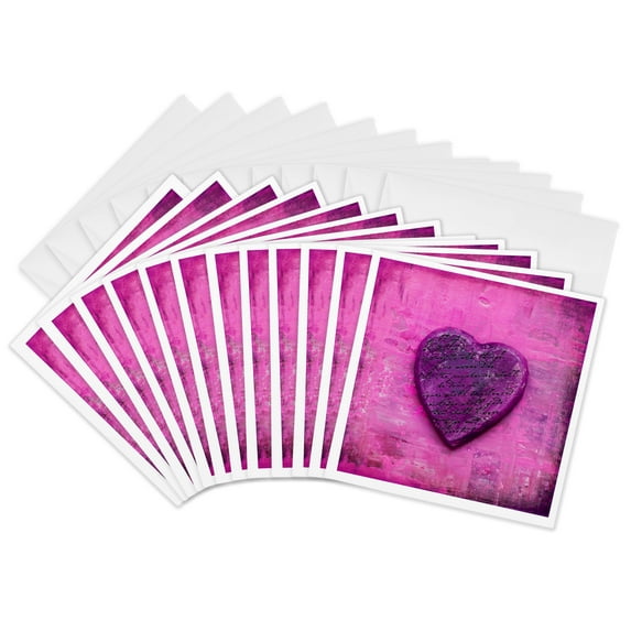 3drose, Purple Heart with Handwriting on Pink Painted Background, 12 ...
