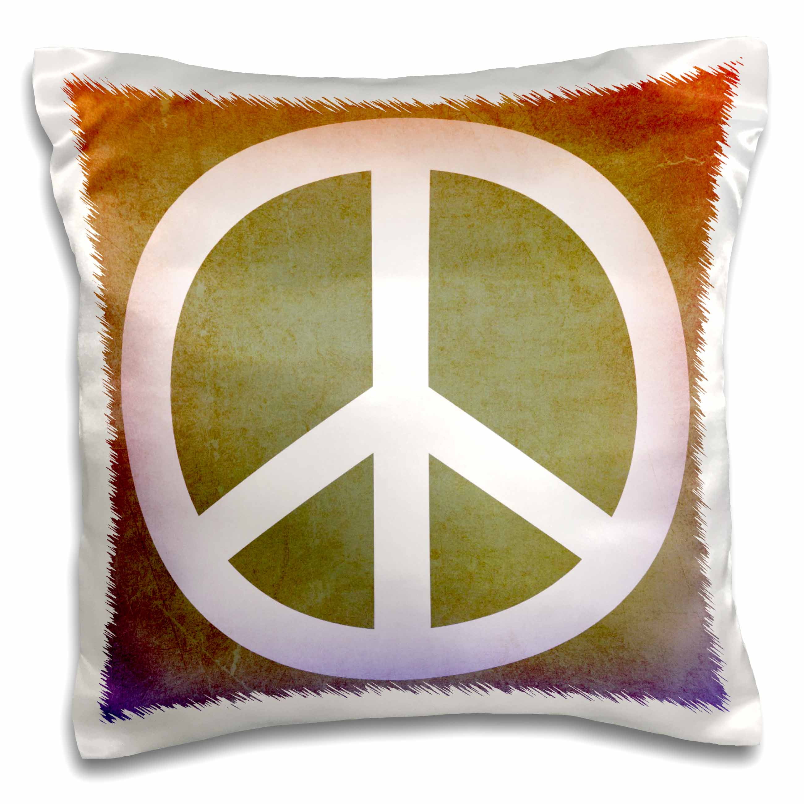 3drose, Purple Horizon Peace Sign- Inspirational Art, 16x16 inch Pillow ...