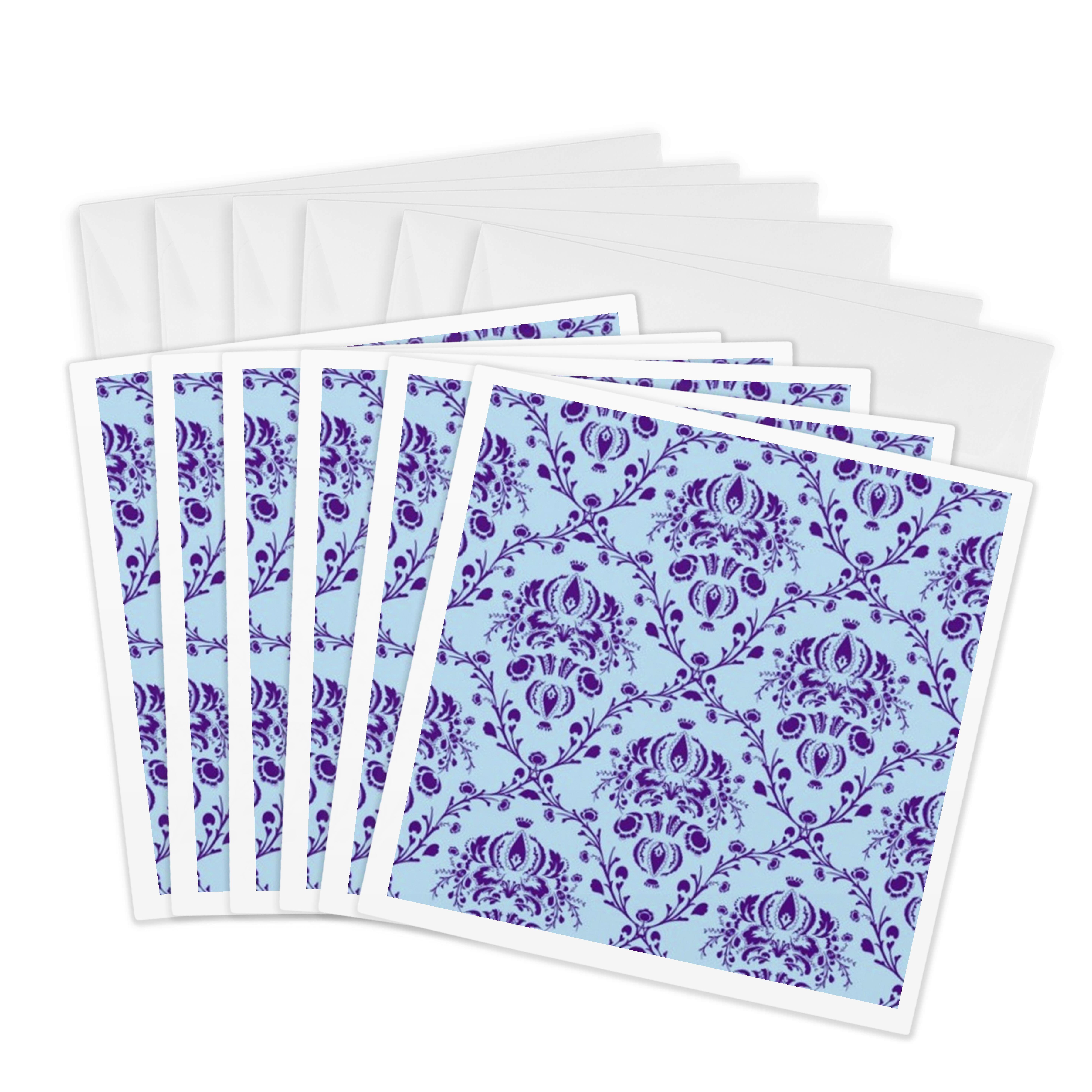 3drose, Purple N Blue Damask, 6 Greeting Cards with Envelopes - Walmart.com